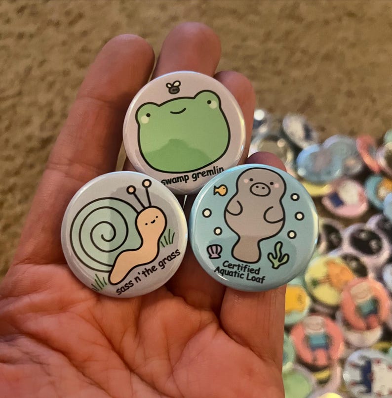 Cute Button Pins Set of 12 - Etsy