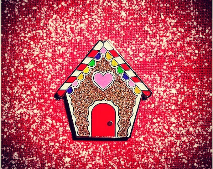 Gingerbread House Glitter Enamel Pin / Cute Christmas Pin - Etsy