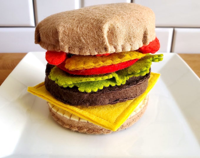 Classic Cheeseburger Felt Food Pretend Play - Etsy