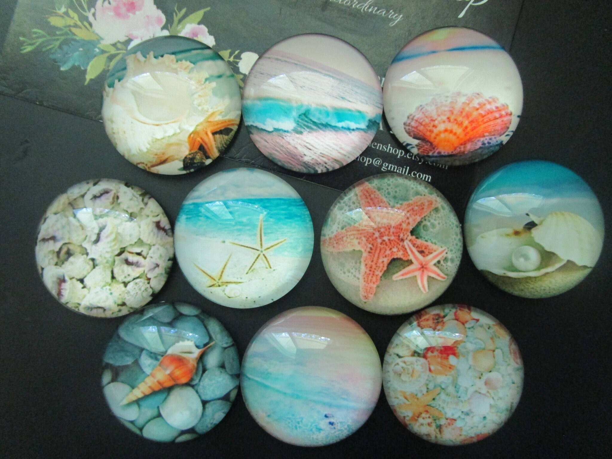 Beach Magnets 10 Ocean Magnets Shell Magnets 1 Round | Etsy