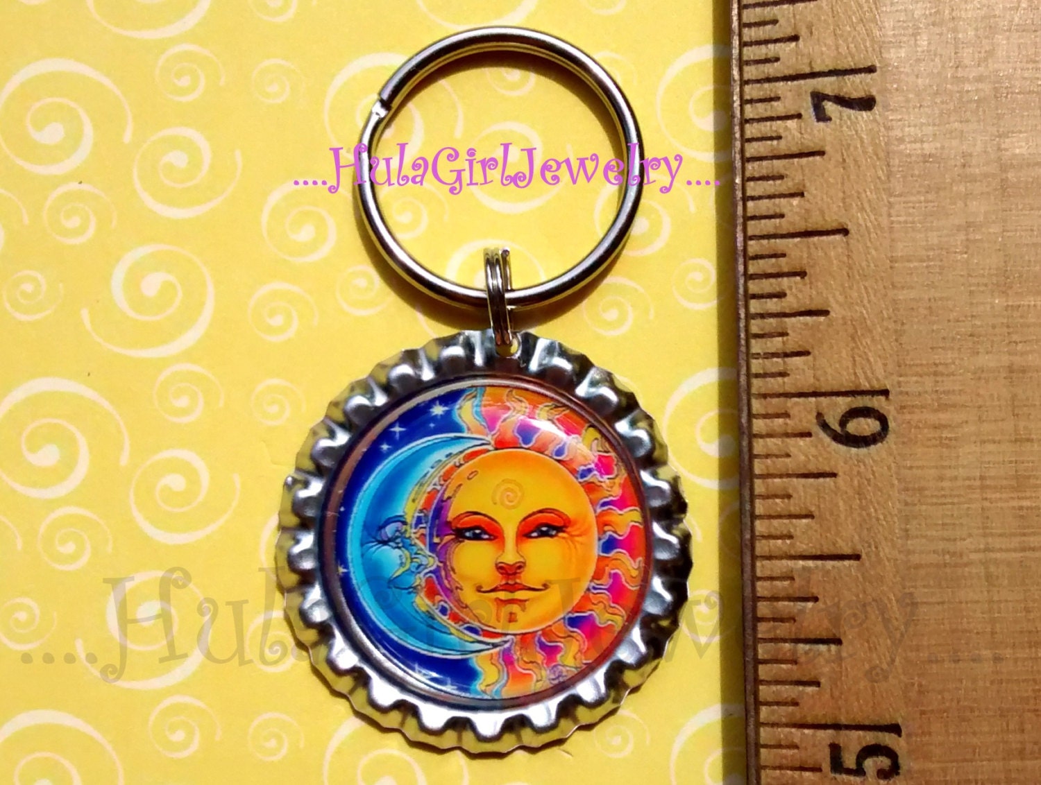 Sun and Moon Celestial Key Chain Paradise Fun Summer Bottle - Etsy