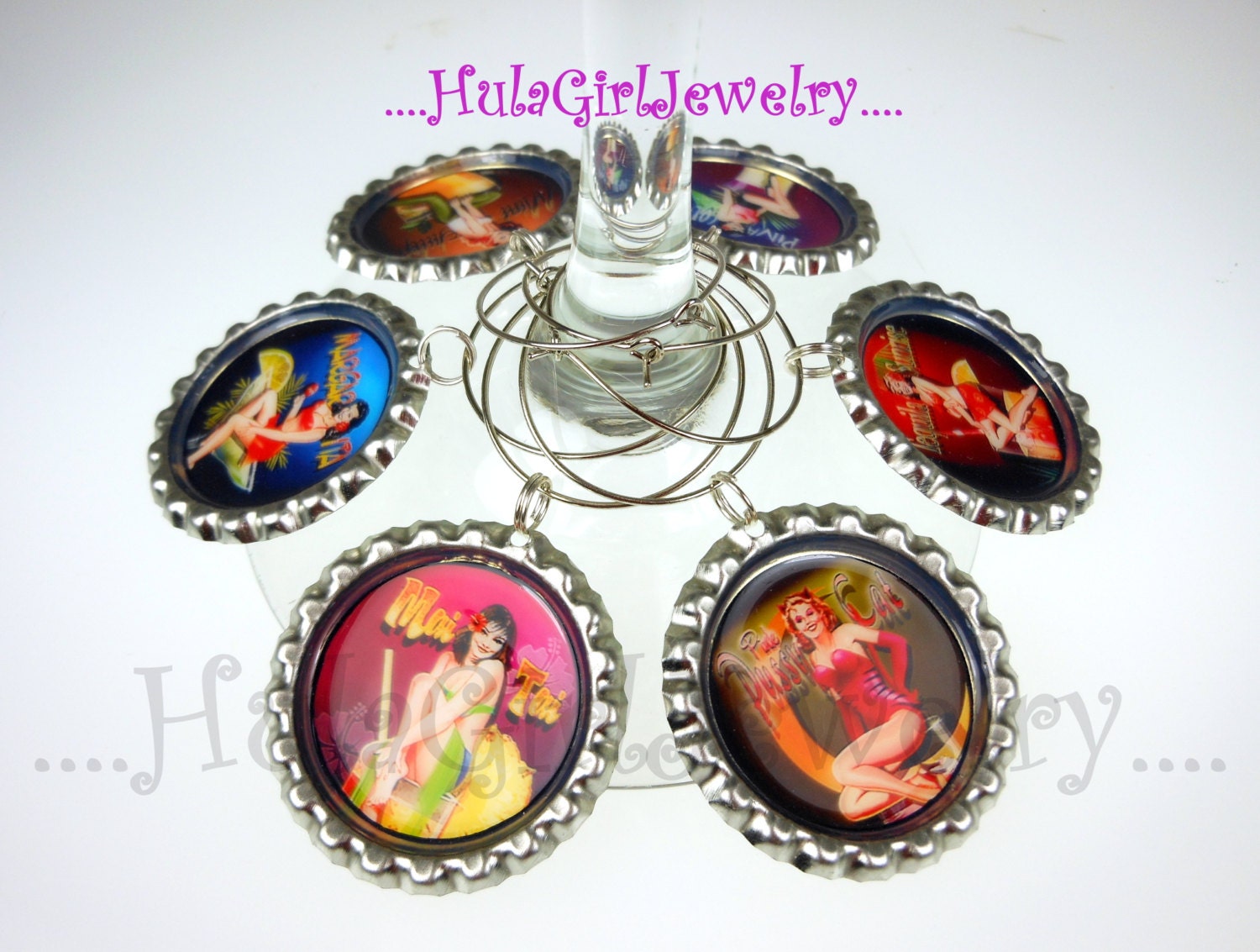 Cocktail Pin up Girls, Fun, Drink, Wine Charms - Etsy