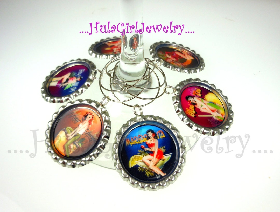 Cocktail Pin up Girls, Fun, Drink, Wine Charms - Etsy