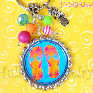 Personalized FLIP FLOP Key Chain, Summer Fun, You Choose Design, Bottle ...