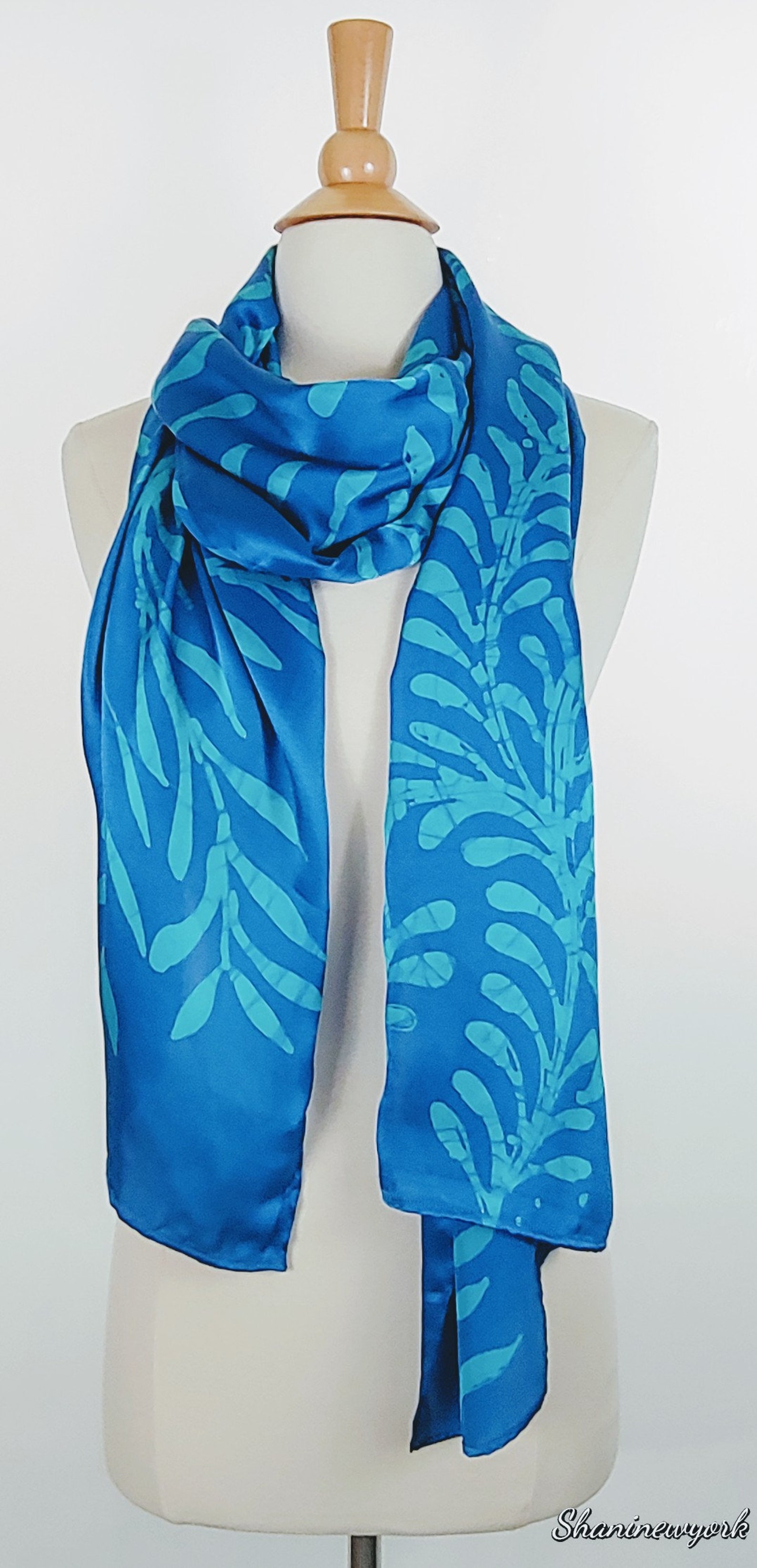 Silk Scarves,batik Clothing, Blue Color Scarf, Batik Scarf, Hand Made ...