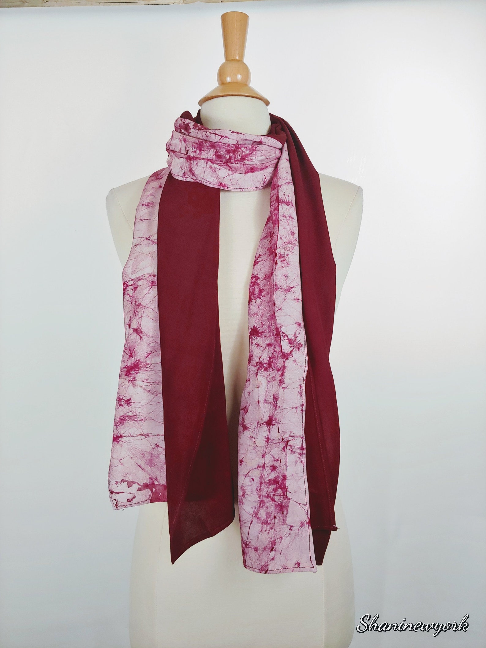 Batik Scarf, Red Color Scarf, Hand Made Cotton Scarves, Batik Scarf ...