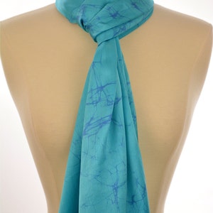 Scarf, Silk Scarf,blue Scarf.hand Printed Batik Scarf.long Blue Color ...