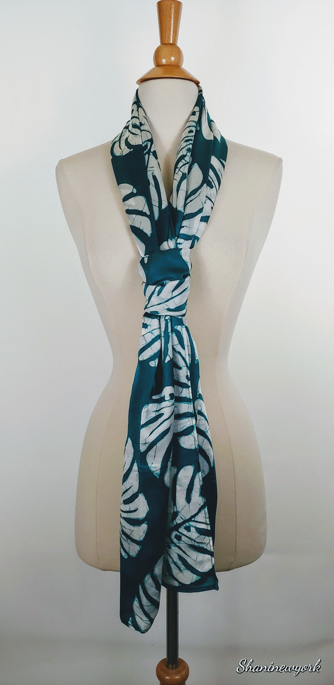 Monstera Leaf Print Scarf, Batik Silk Scarf, St Patty's Gift, Silk ...
