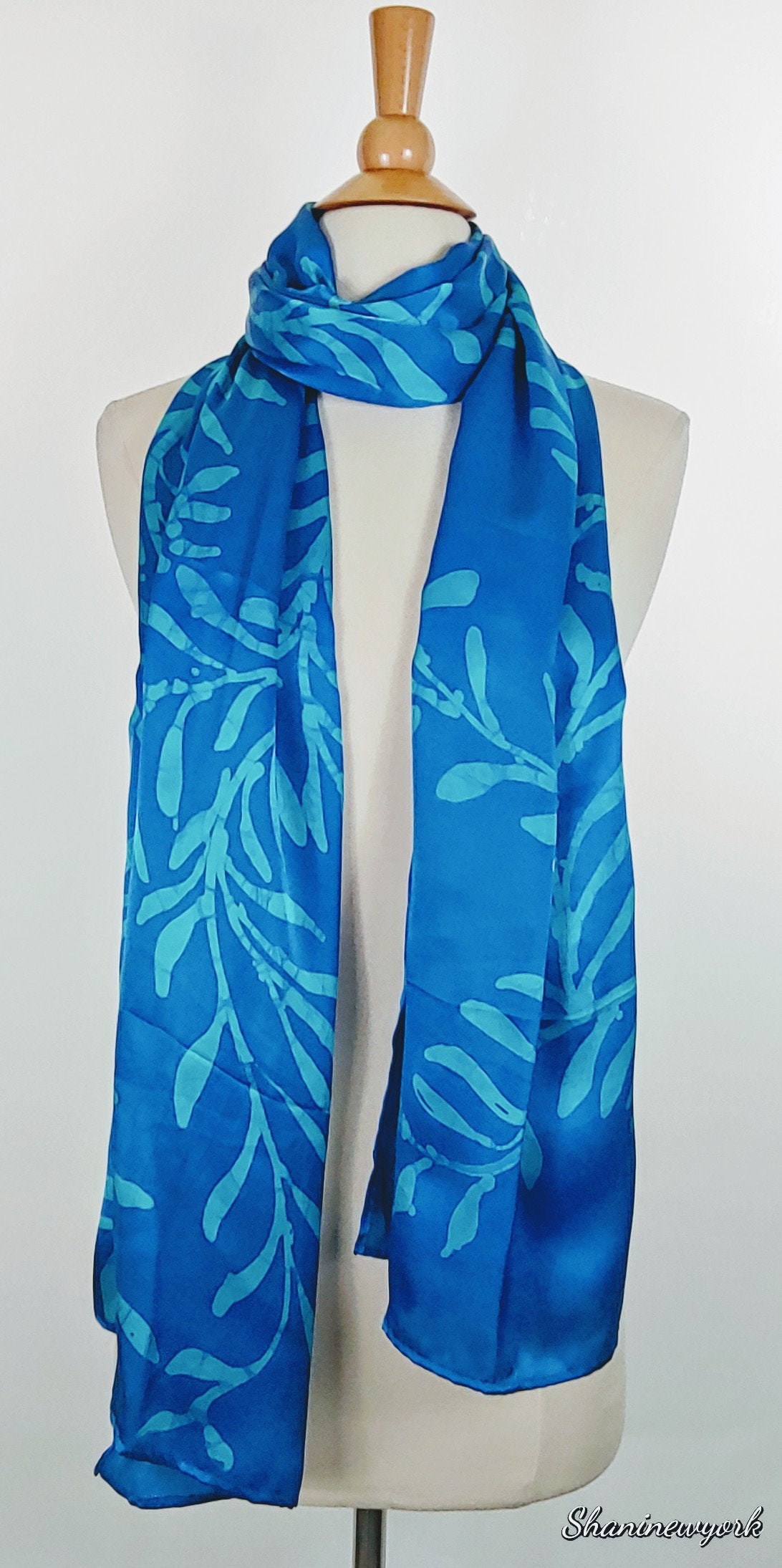 Silk Scarves,batik Clothing, Blue Color Scarf, Batik Scarf, Hand Made ...