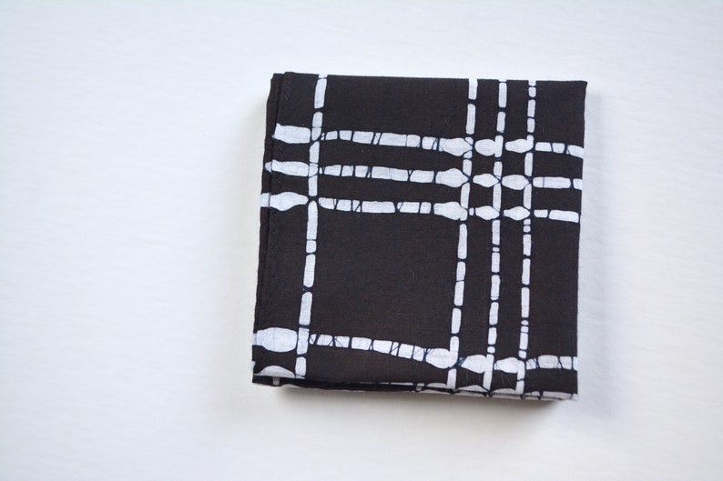 Batik Plaid Pocket Square, Cotton Bandana, Hand Made Pocket Squares ...