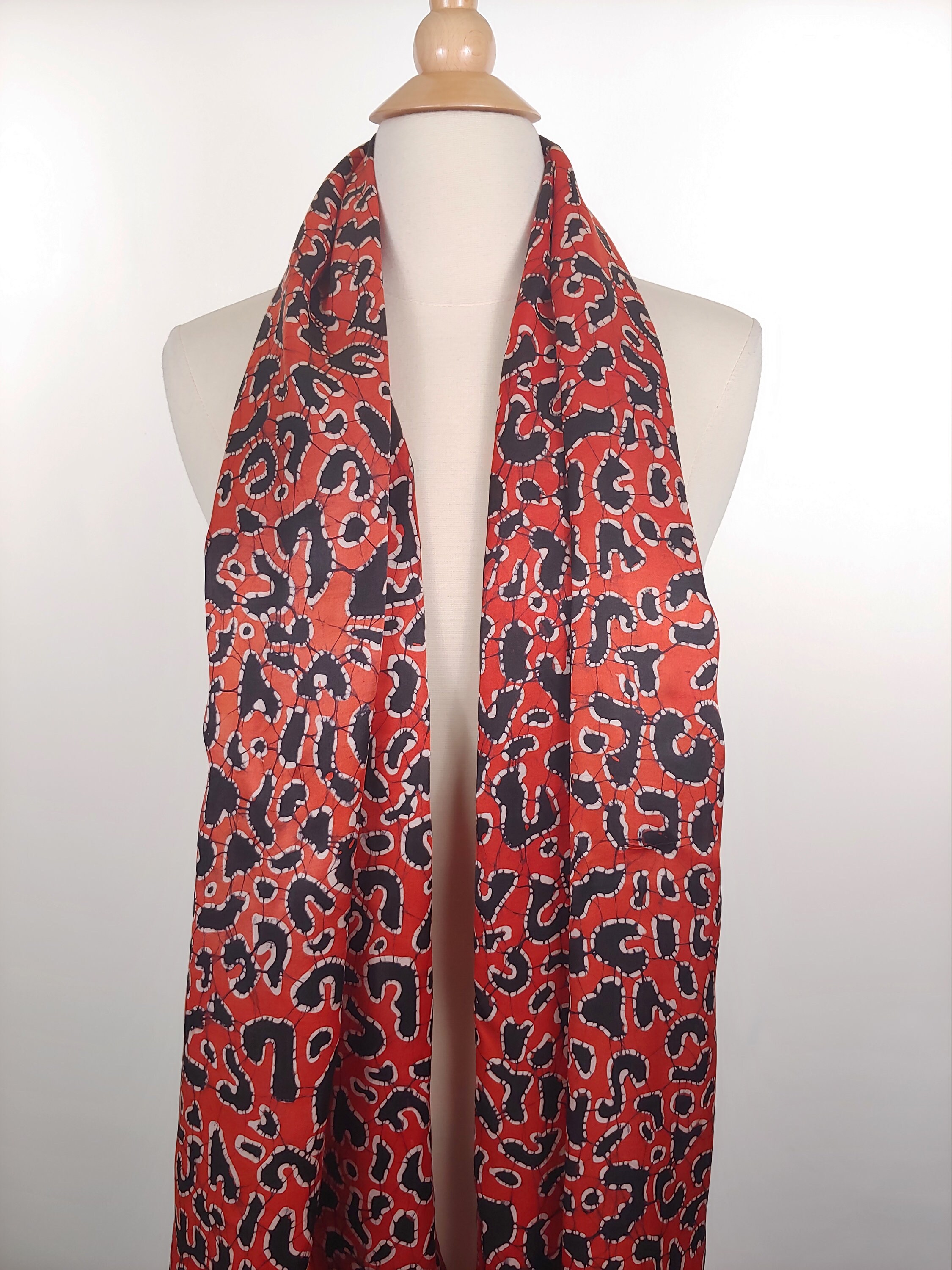 Silk Scarf, Hand Painted Leopard Print Scarf, Animal Print Scarf.long ...