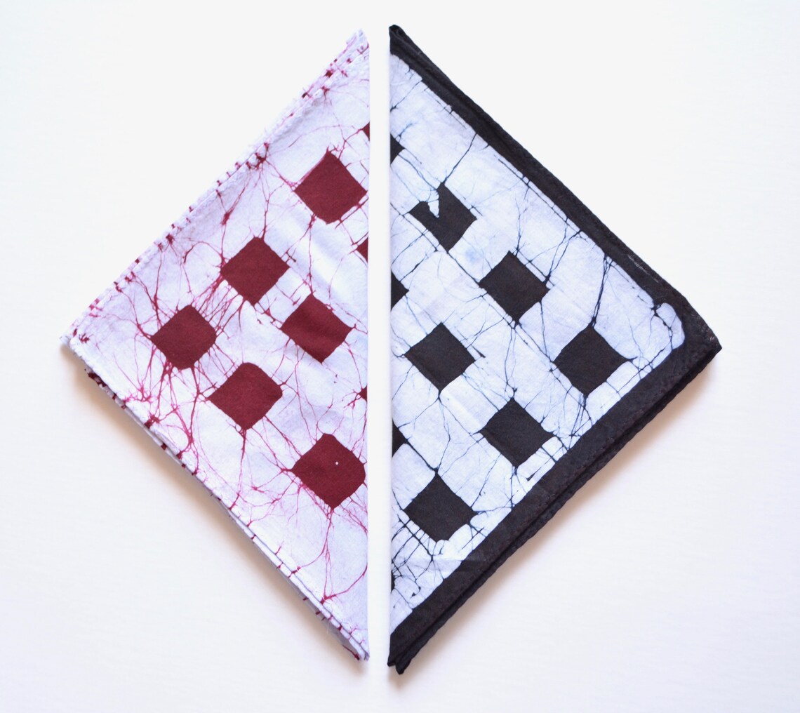 Hand Made Pocket Squares, Red Pocket Square, Batik Handkerchief, Cotton ...