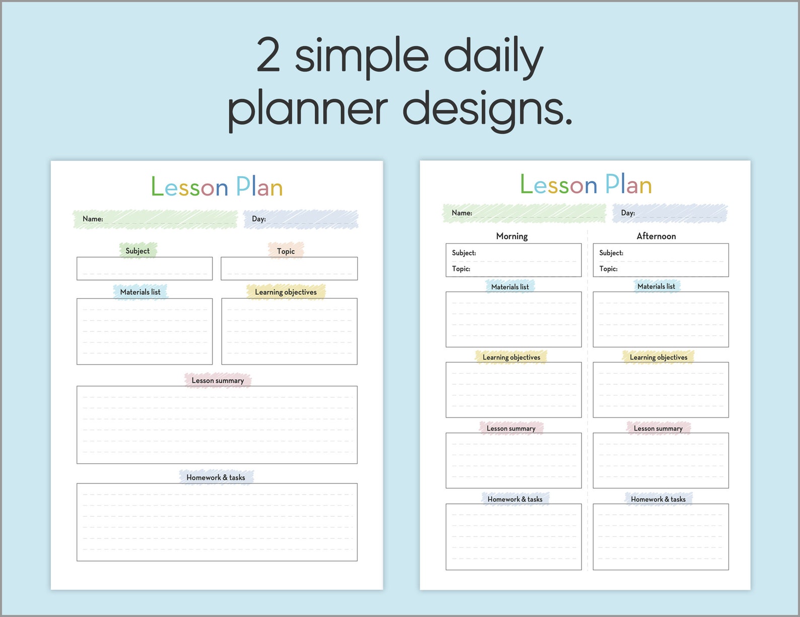 Editable Daily & Weekly Lesson Plan Templates, Lesson Planner Printable ...