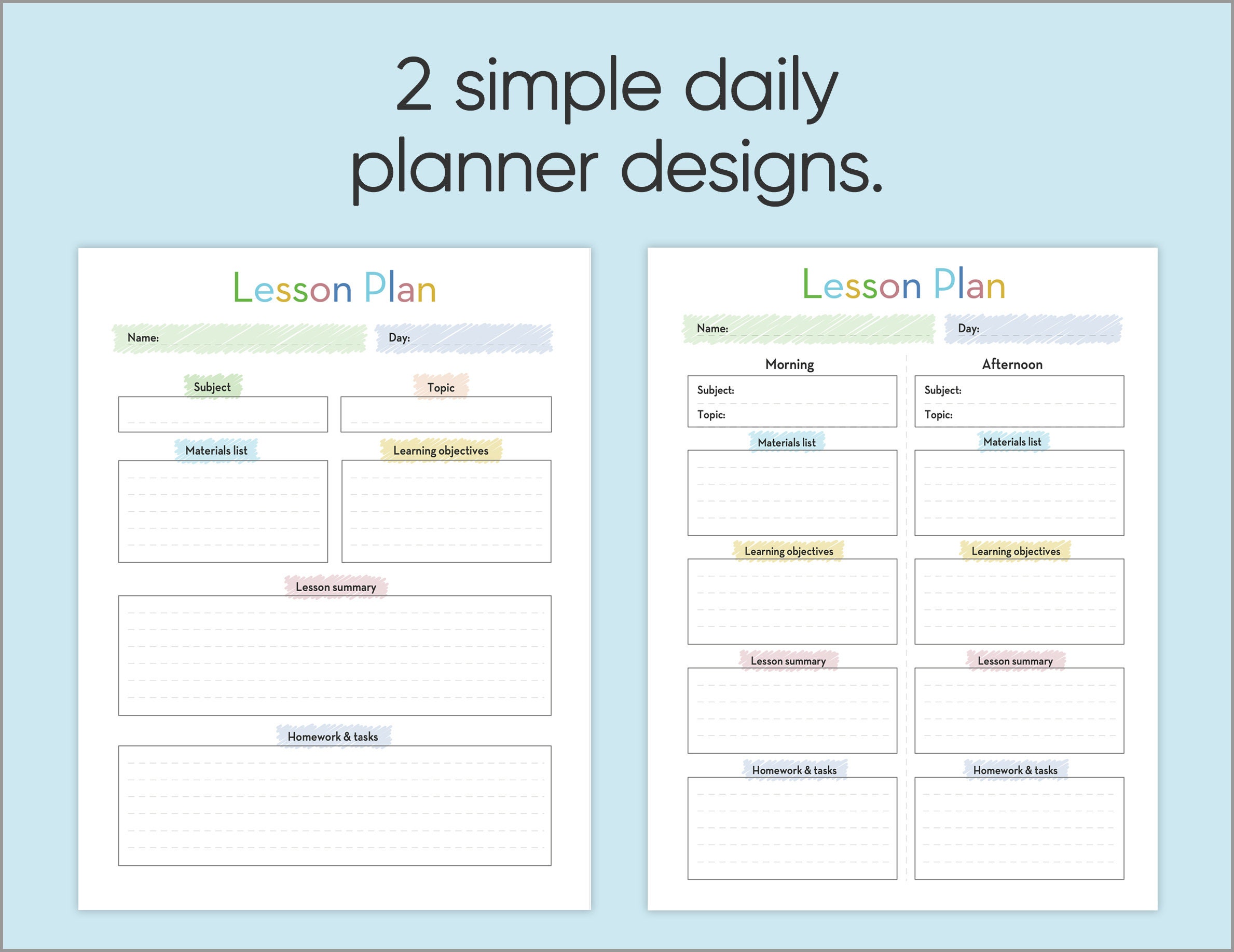 Editable Daily & Weekly Lesson Plan Templates, Lesson Planner Printable ...
