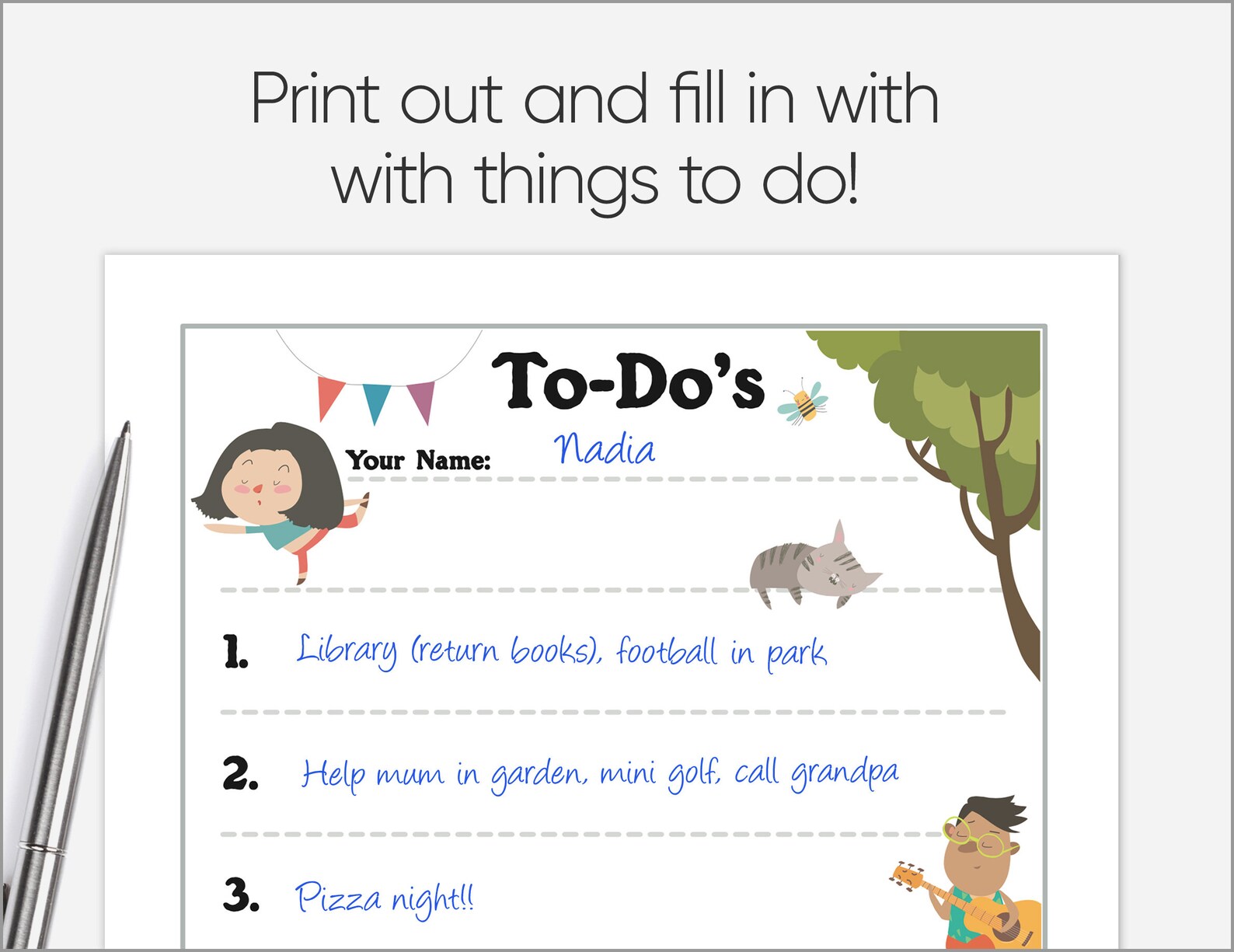 Printable to Do List for Kids Simple Kids School and Activity Planner ...