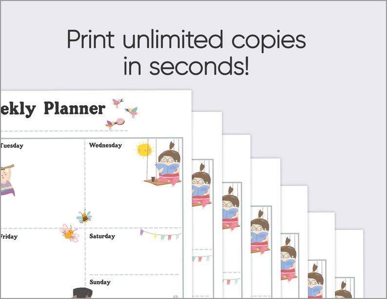 Printable Weekly Schedule Simple Kids School and Activity - Etsy