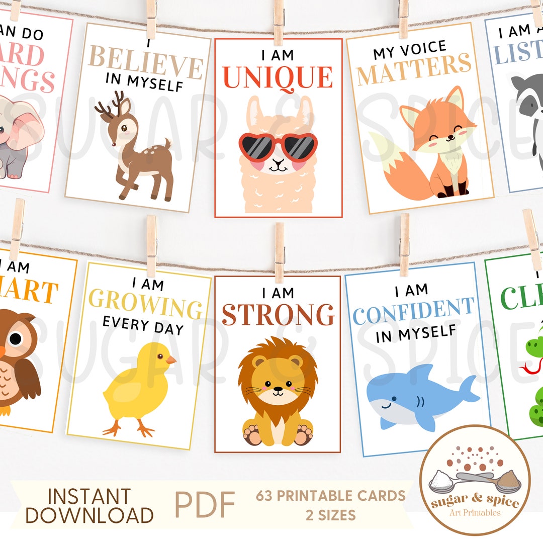 Positive Affirmation Cards for Kids Printable, Encouragement Flashcards ...