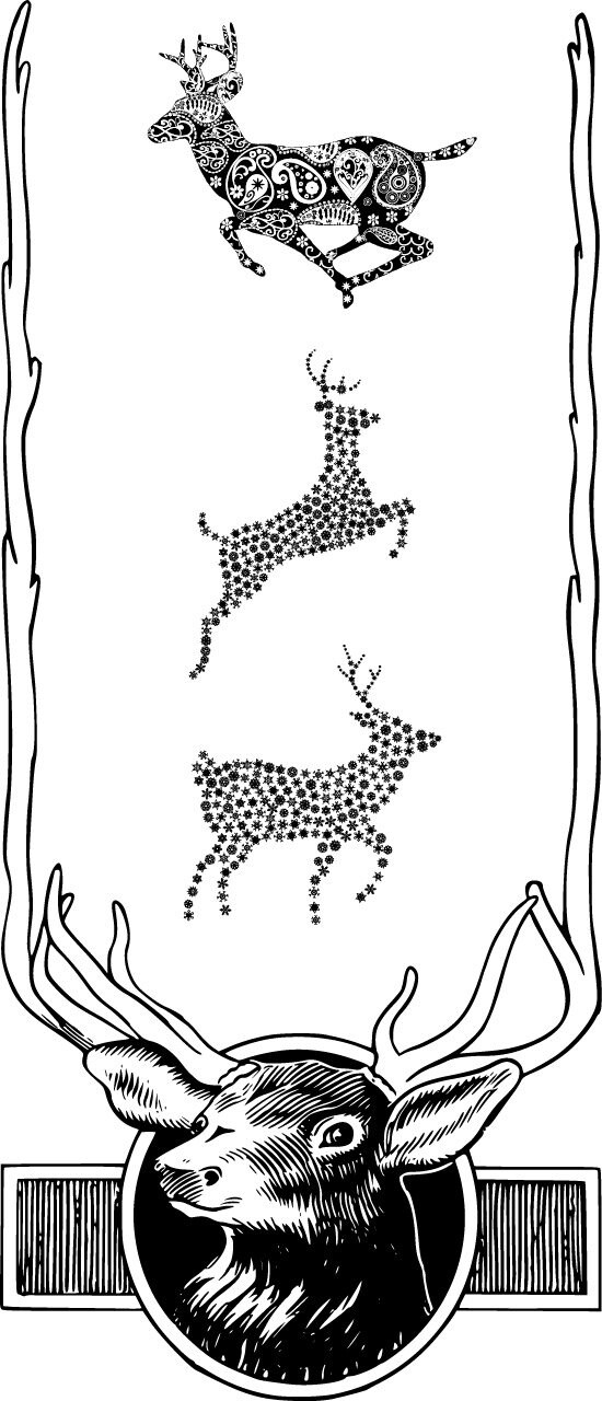 14 Deer Line Art Collection of SVG Vector Digital Image Files for Laser ...