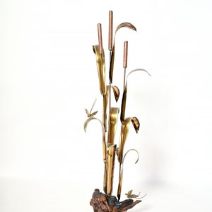 Cattails on Burl Base Jere Style Mid Century Modern Brutalist - Etsy