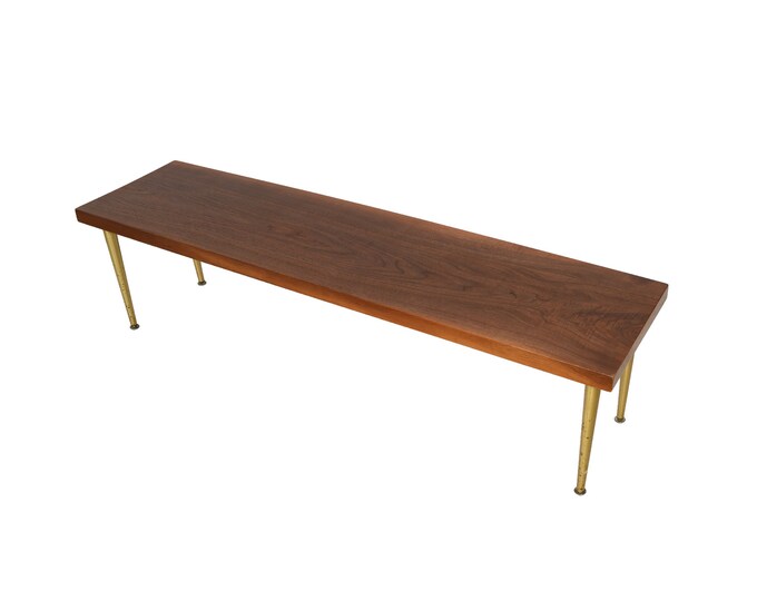Walnut Slab Bench With Brass Peg Legs Coffee Table Mid Century - Etsy
