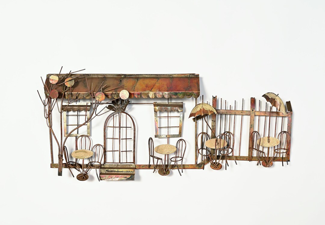 Small Parisian Cafe Curtis Jere Style Mid Century Modern Brutalist Wall ...