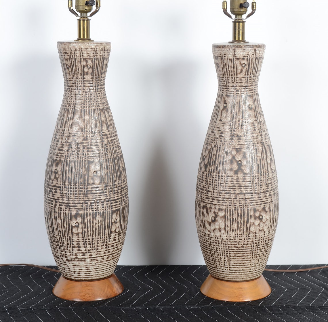 Lee Rosen Design Technics Ceramic Lamps Pair of Lamps Mid | Etsy
