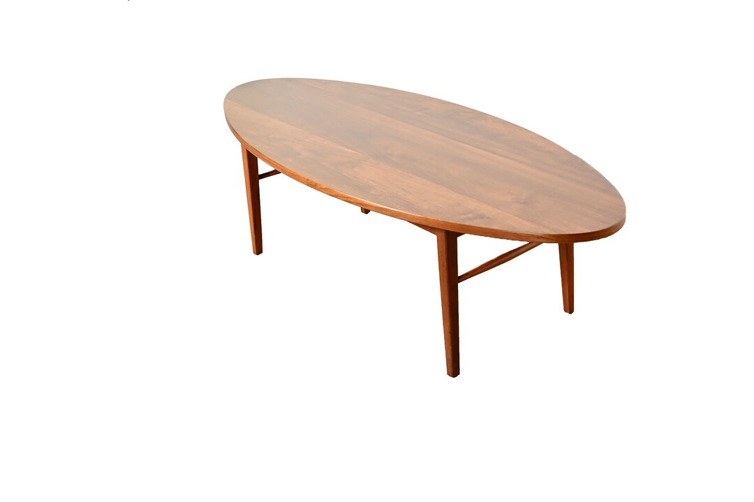 Oval Walnut Coffee Table Kipp Stewart Style Mid Century Modern - Etsy
