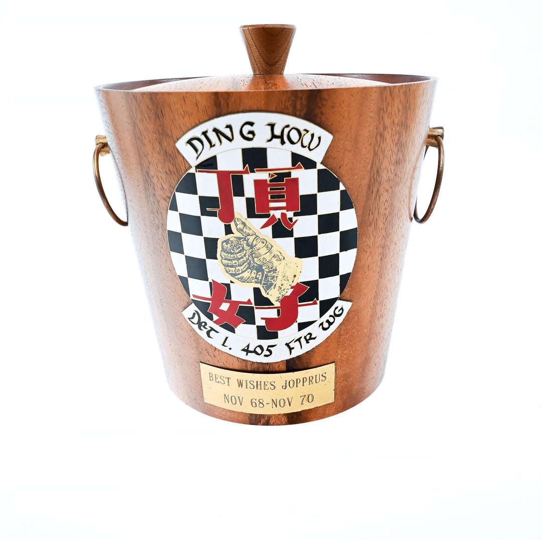 Vintage KINC Teak Wood Aluminum Lined Ice Bucket Japan Ding How - Etsy