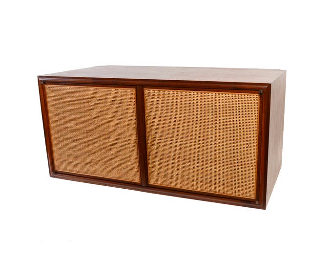 Founders Walnut Wall Unit Cane Front Danish Modern Cabinet Jack ...