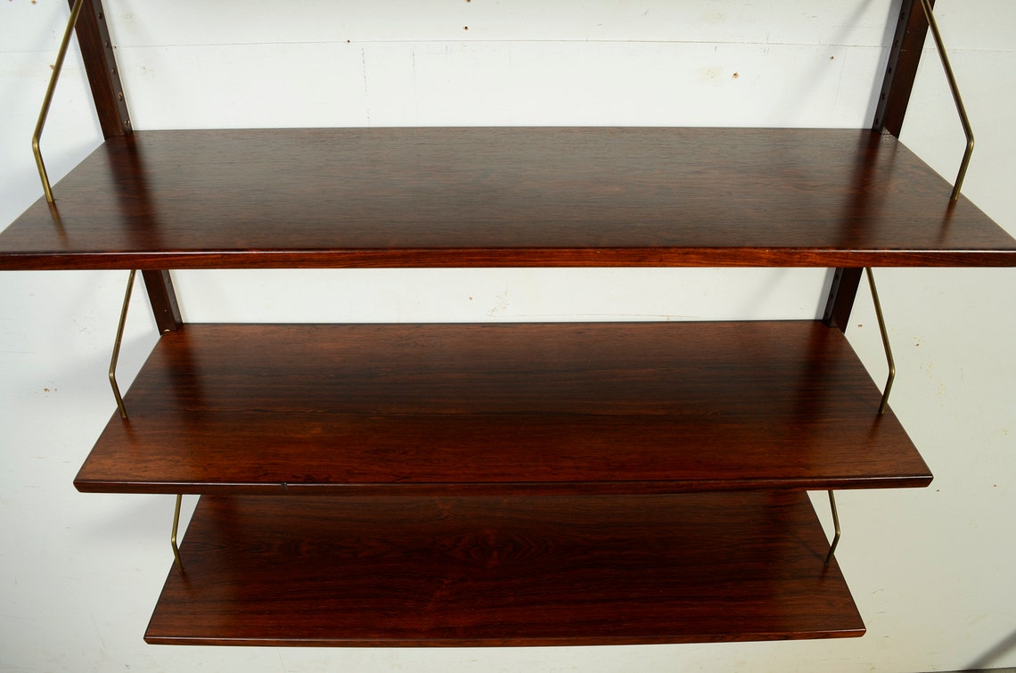 Rosewood Shelf and Brass Brackets 12 Inch by HG Furniture Hansen ...