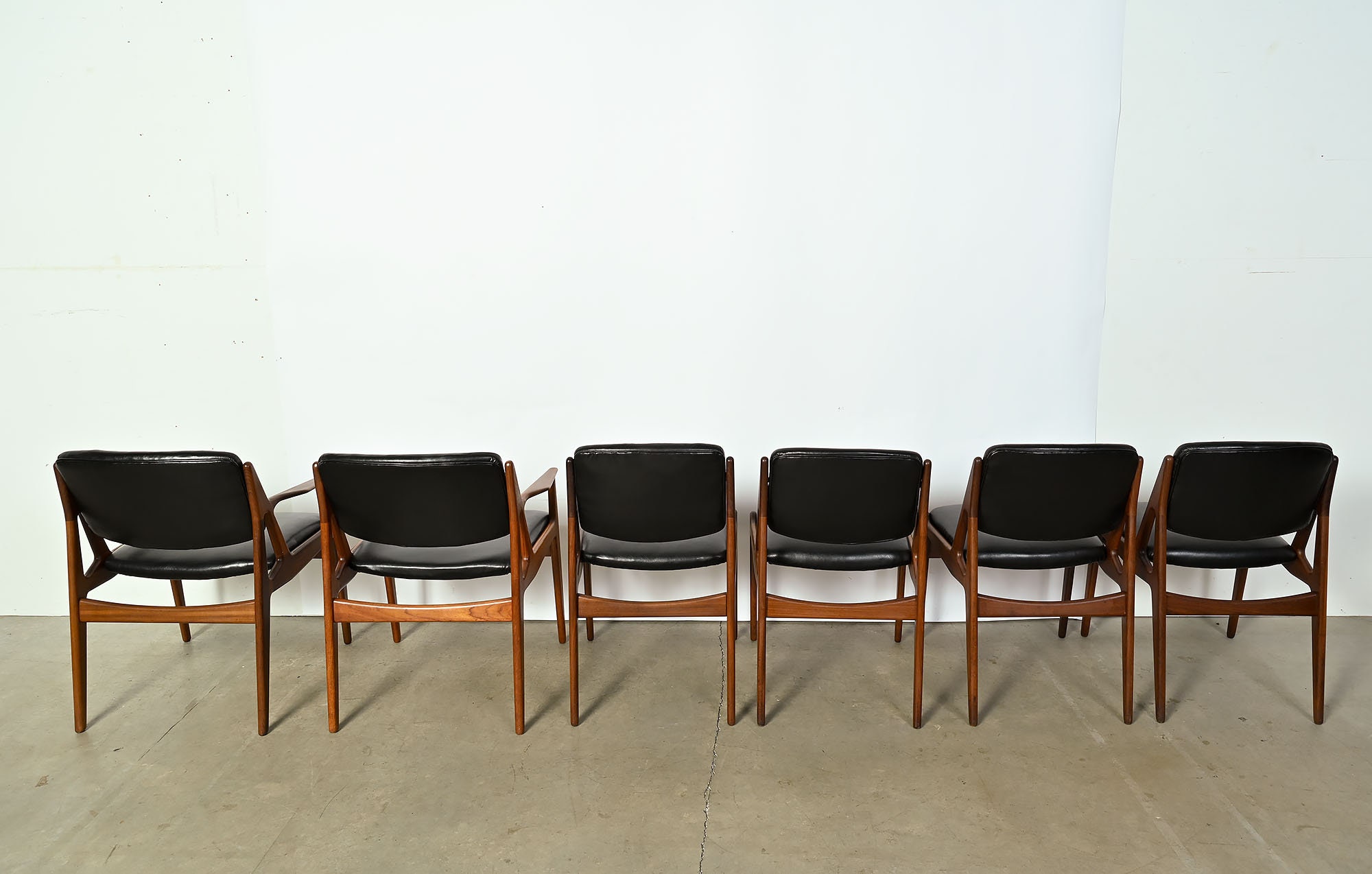 Arne Vodder Ella Teak Dining Chairs Black Leather Vamo Danish Modern Etsy
