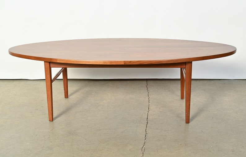 Oval Walnut Coffee Table Kipp Stewart Style Mid Century Modern - Etsy