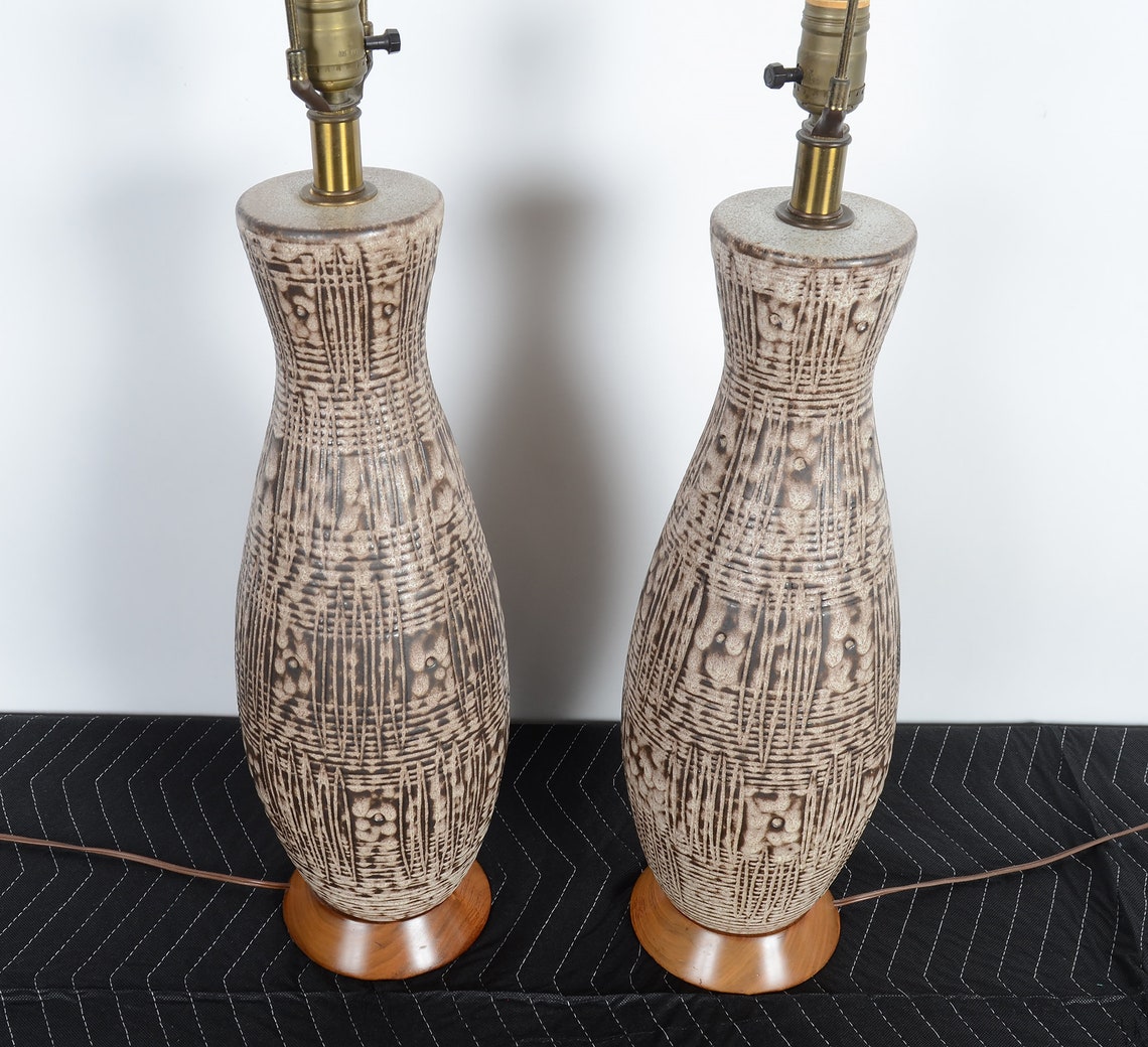 Lee Rosen Design Technics Ceramic Lamps Pair of Lamps Mid | Etsy