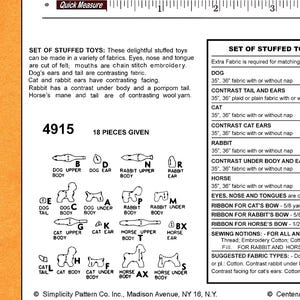 UNCUT Stuffed Animal Toys Sewing Pattern: Bunny, Cat, Dog, Horse ...