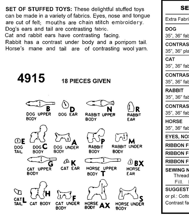 Simplicity 4915 PDF Stuffed Toy Animal Sewing Pattern, Easter Bunny ...
