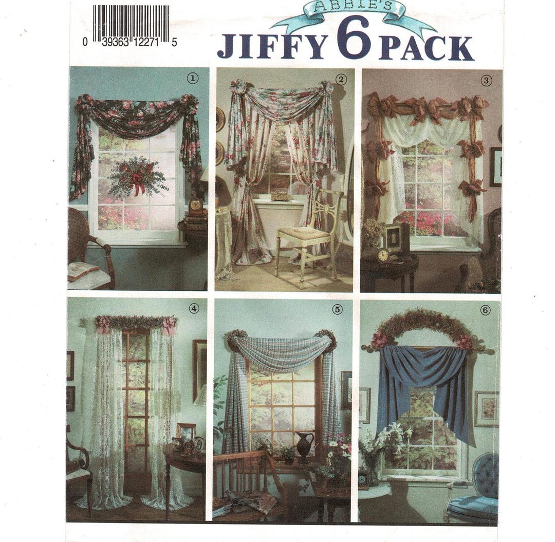 Simplicity 7721 Valance, Swag, Curtain Panels Sewing Pattern Window ...