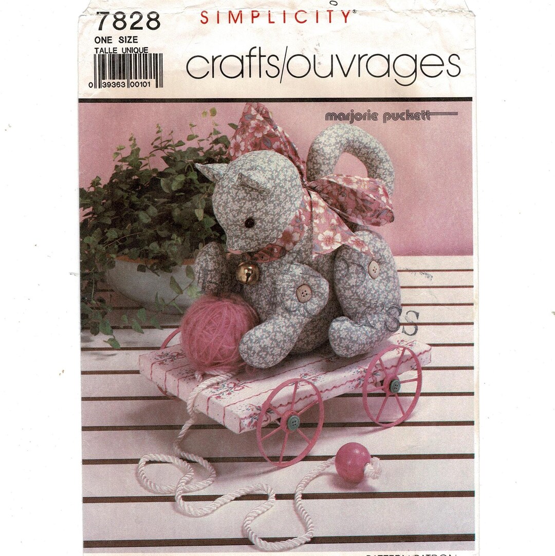 UNCUT Simplicity 7828 376 Decorative CAT Pull TOY Sewing Pattern, 13 ...