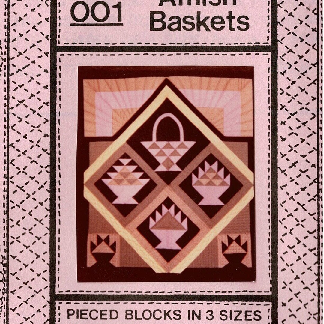 Amish Baskets Quilt Blocks Sewing Patterns, 6-1/2, 9 & 12 Inches, Wall ...