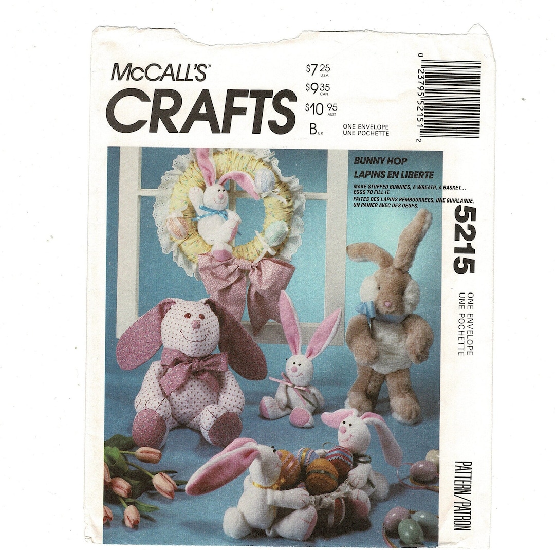 Uncut Mccalls 5215 697 Soft Stuffed Animal Easter Bunny Sewing Pattern in 2 Sizes, 2 Styles ...