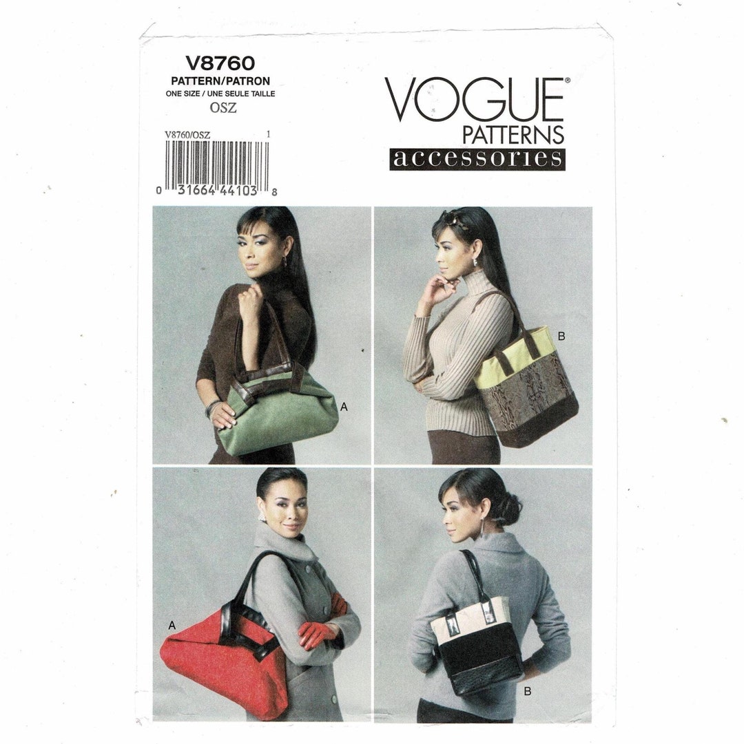 UNCUT Vogue 8760 Sewing Pattern for Ladies Lined Bags With Inside ...