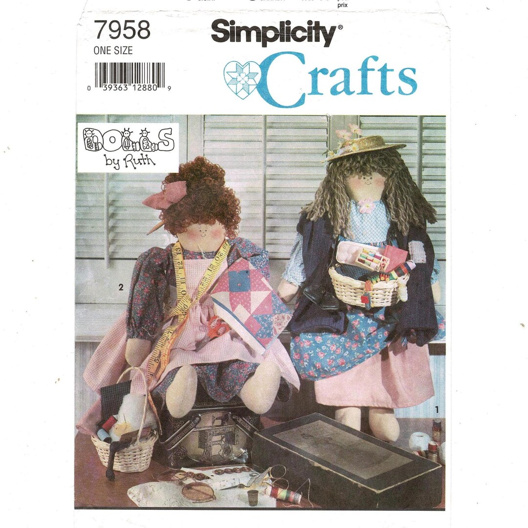Simplicity 7958 Lady Dolls Pattern, 20 Inch Tall Quilter/seamstress and ...