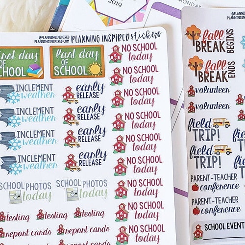 No School Planner Stickers Functional Planner Stickers Icon | Etsy