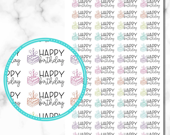 Happy Birthday Planner Stickers - 1 Sheet of 52 Stickers - Etsy