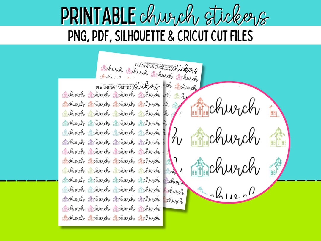 Printable Church Stickers, Printable Planner Stickers, Church Planner ...