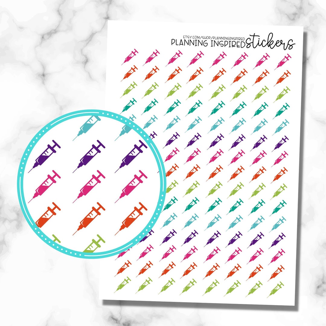Syringe Stickers, Set of 120 Injection Stickers, Shot Stickers, Medical ...