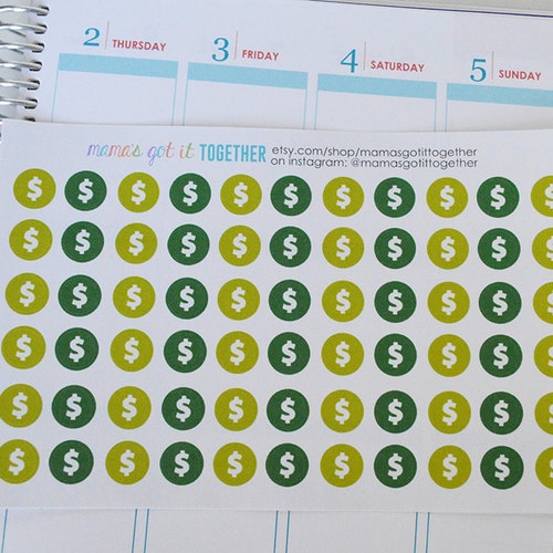 Money Stickers Set of 66 Money Icon Stickers Budget Stickers | Etsy