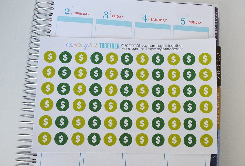 Money Stickers Set of 66 Money Icon Stickers Budget Stickers | Etsy