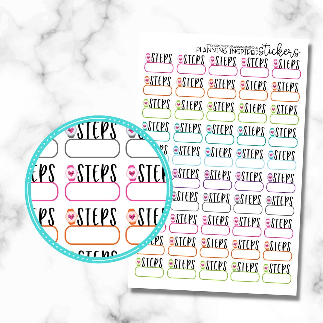 Steps Stickers, Steps Tracker Stickers, Workout Stickers, Set of 50 ...