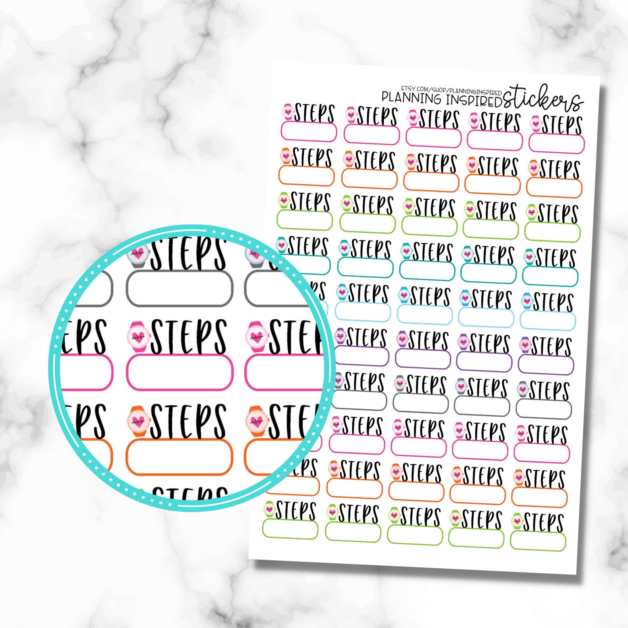 Steps Stickers, Steps Tracker Stickers, Workout Stickers, Set of 50 ...