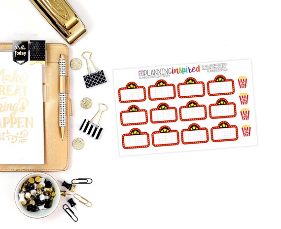 Movie Stickers Marquee Stickers Movie Night Stickers Set of - Etsy